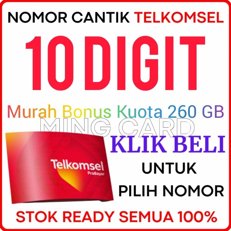 Jual TIPE 10 DIGIT CANTIK MURAH - Nomor Cantik Telkomsel 4G/5G Kartu Perdana Simpati Cantik 10 ...