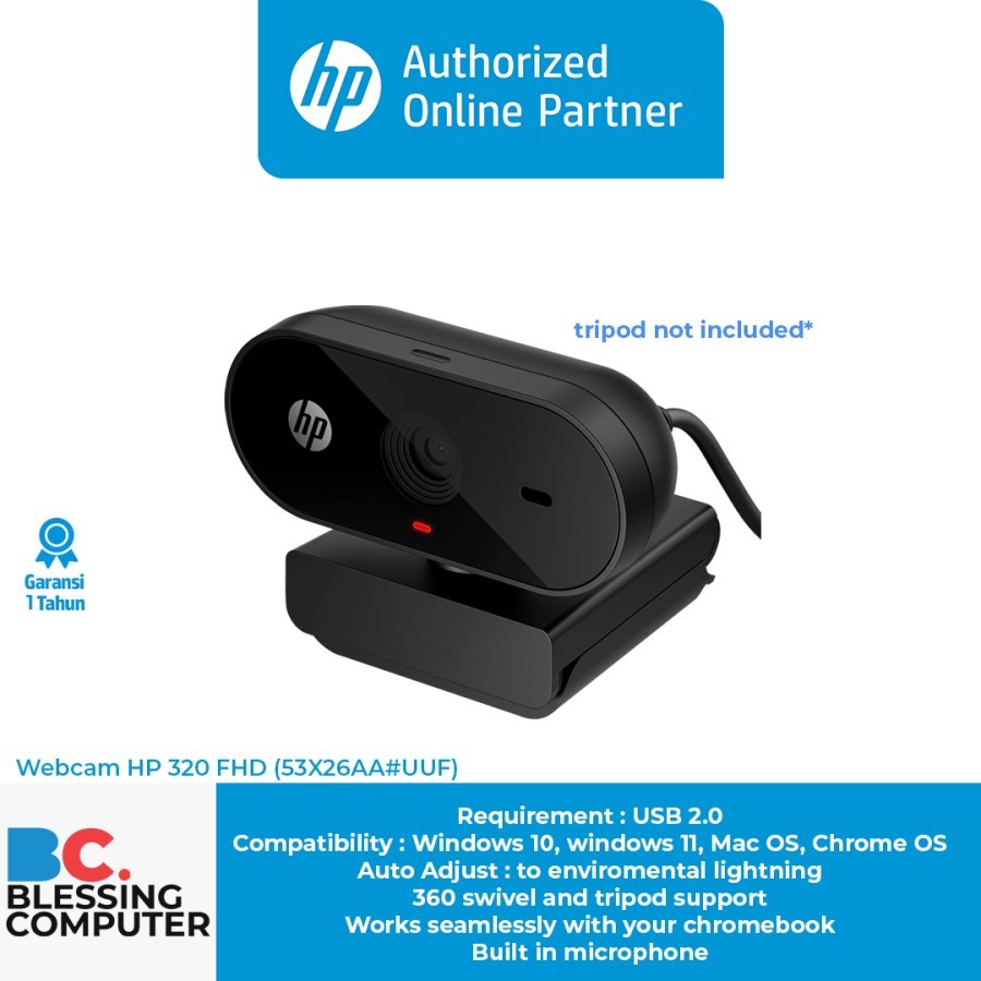 Jual Webcam HP 320 FHD (53X26AA#UUF) | Shopee Indonesia