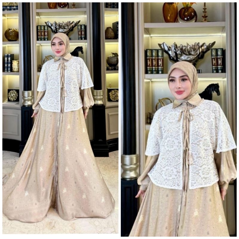 Jual set gamis printing ss original shella saukia terbaru | Shopee ...