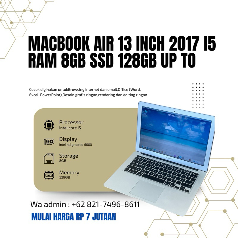 Jual macbook air 13inch 2017 core i5 ram 8gb ssd 128 mulus | Shopee Indonesia