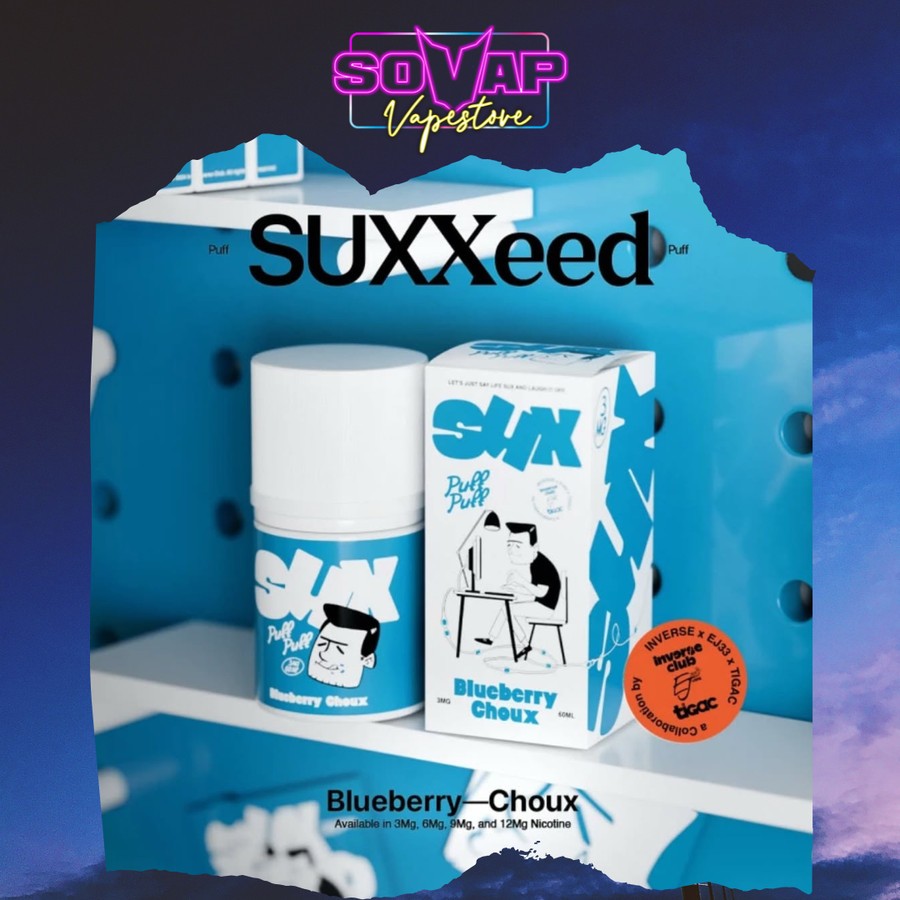 Jual SUX V1 Blueberry Choux 3mg & 6mg 60ml | SUX PUFF PUFF V1 | Shopee ...
