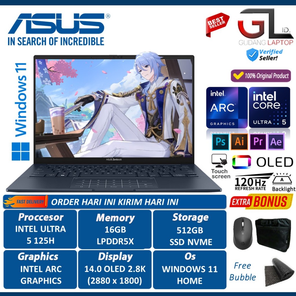 Jual ASUS ZENBOOK 14 OLED UX3405MA INTEL ULTRA 5 125H 16GB 512GB SSD 14 ...