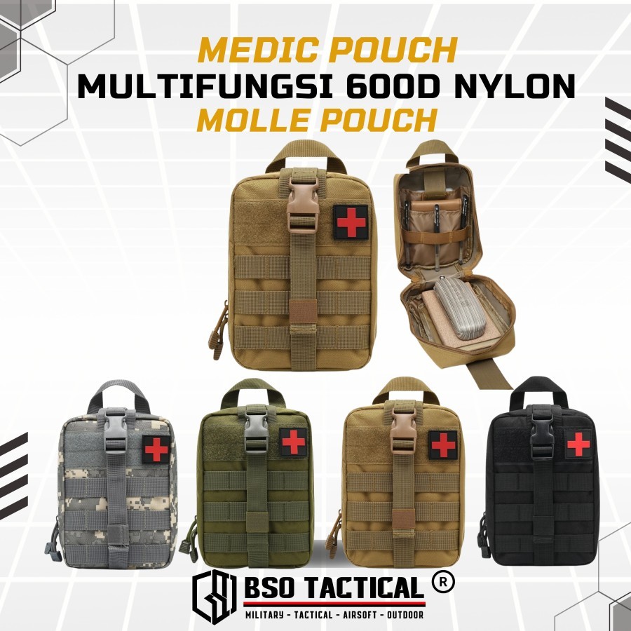 Jual Tactical Medic Pouch 600D Molle Outdoor Military Pouch Free Patch ...