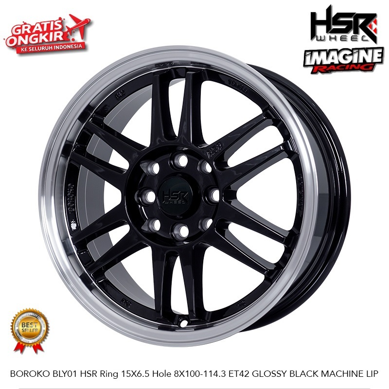Jual Velg racing ring 15 untuk mobil brio sigra agya avanza xenia pcd 4x100-114,3 hsr bly01 ...