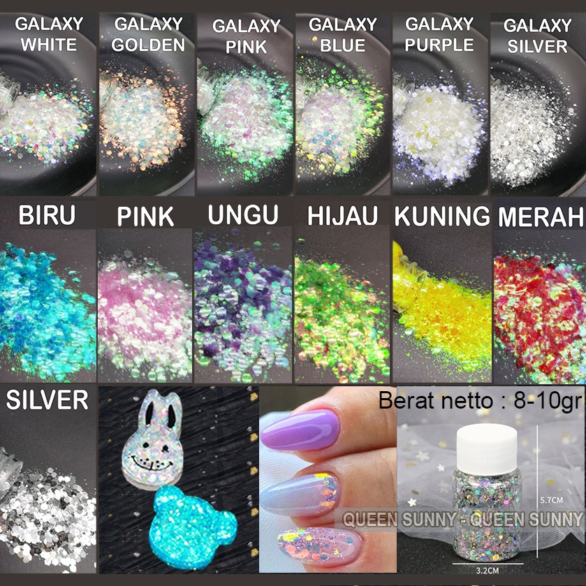 Jual Sparkly Holographic 1 Botol Mix Mermaid Manik Glitter & Sequin ...