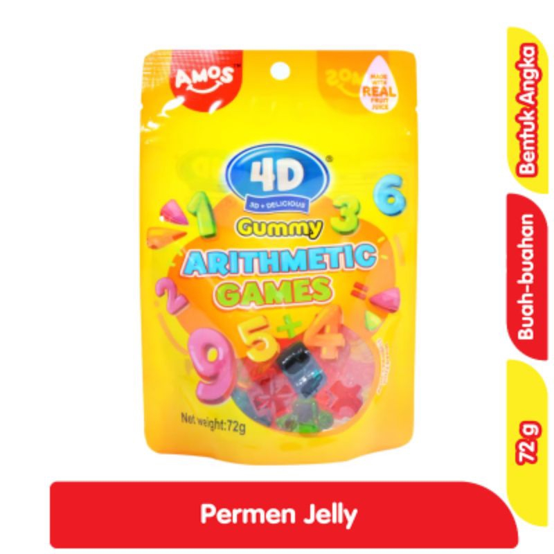 Jual Amos 4D Permen Jeli 3D Bentuk Arithmetic Games Rasa Buah 72 g ...