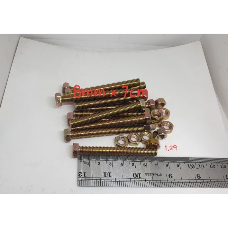 Jual (paket 50 set) baut 12 (8mm) x 7cm + mur | Shopee Indonesia