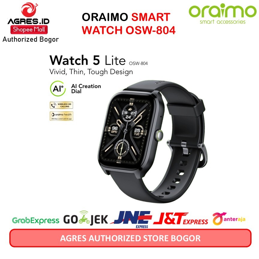 Jual (NEW LAUNCH) oraimo Watch 5 Lite Jam Tangan Pintar Smartwatch OSW-804 Layar 2.01'' | Shopee ...