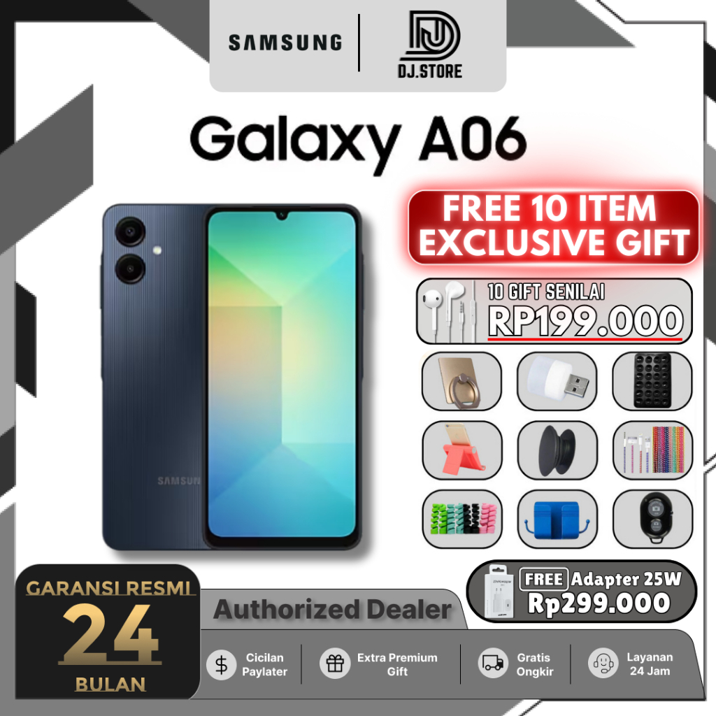 Jual SAMSUNG A06 | 4/64 | 4/128 | 6/128 - GARANSI RESMI SAMSUNG EXTRA PAKET GIFT | Shopee Indonesia