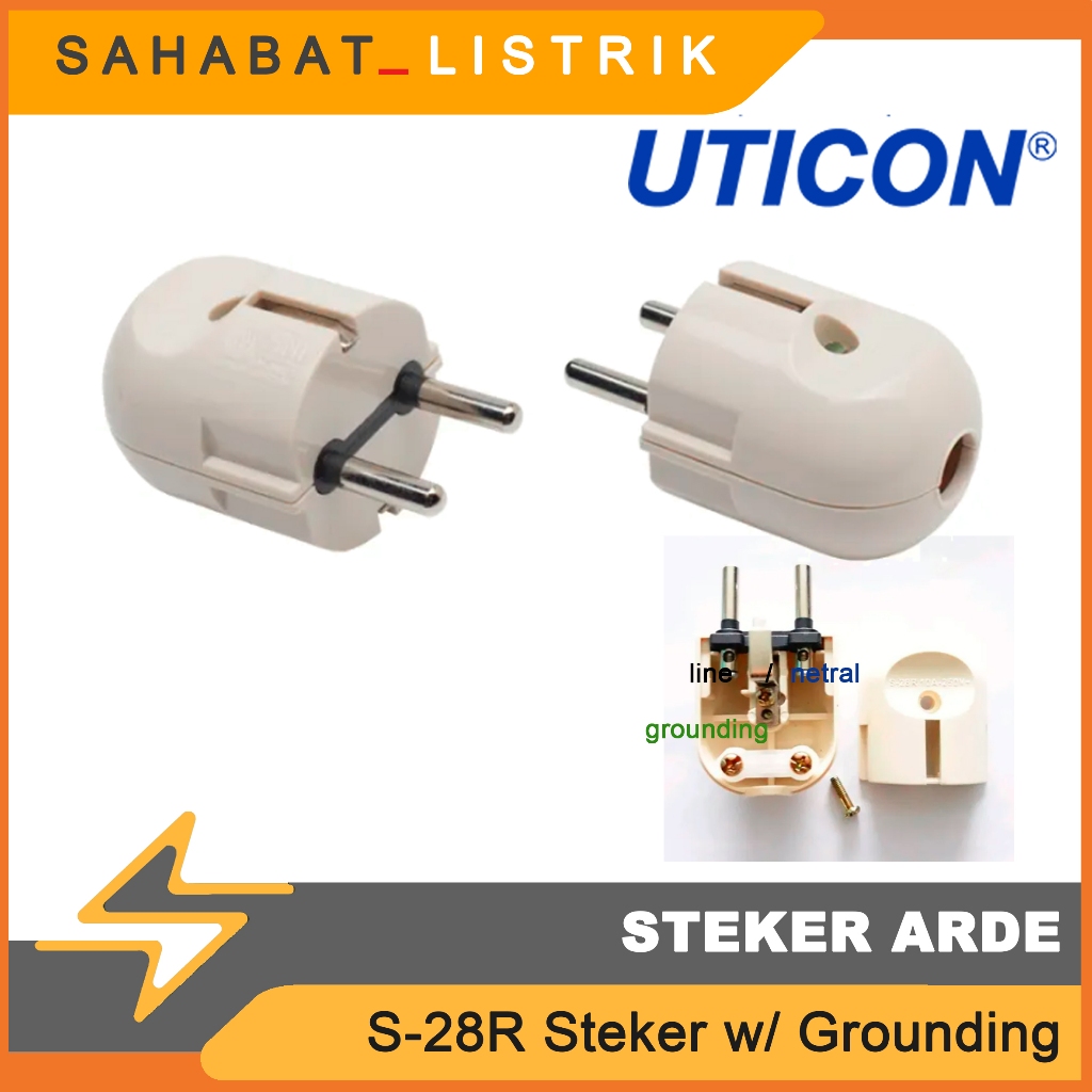 Jual STEKER ARDE UTICON / STEKER DENGAN GROUNDING BULAT S-28R PER PCS ...