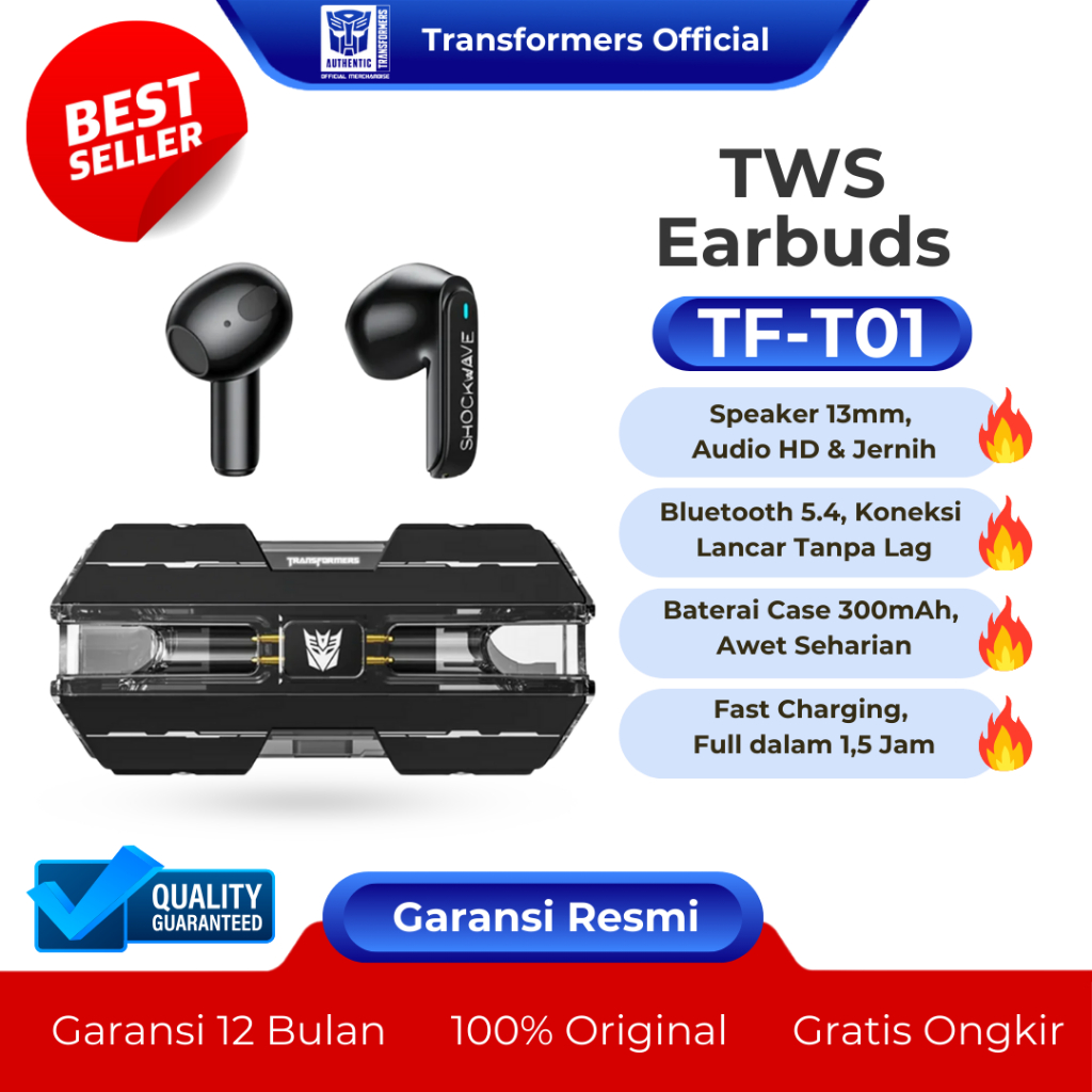Jual Transformers TF-T01 TWS Earbuds – Bluetooth 5.4, Desain Futuristik, Suara Jernih | Shopee ...
