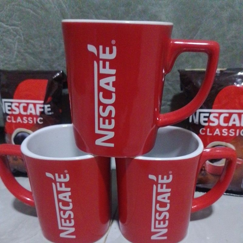Jual Mug Nescafe classic merah porselen Cangkir kopi unik | Shopee ...