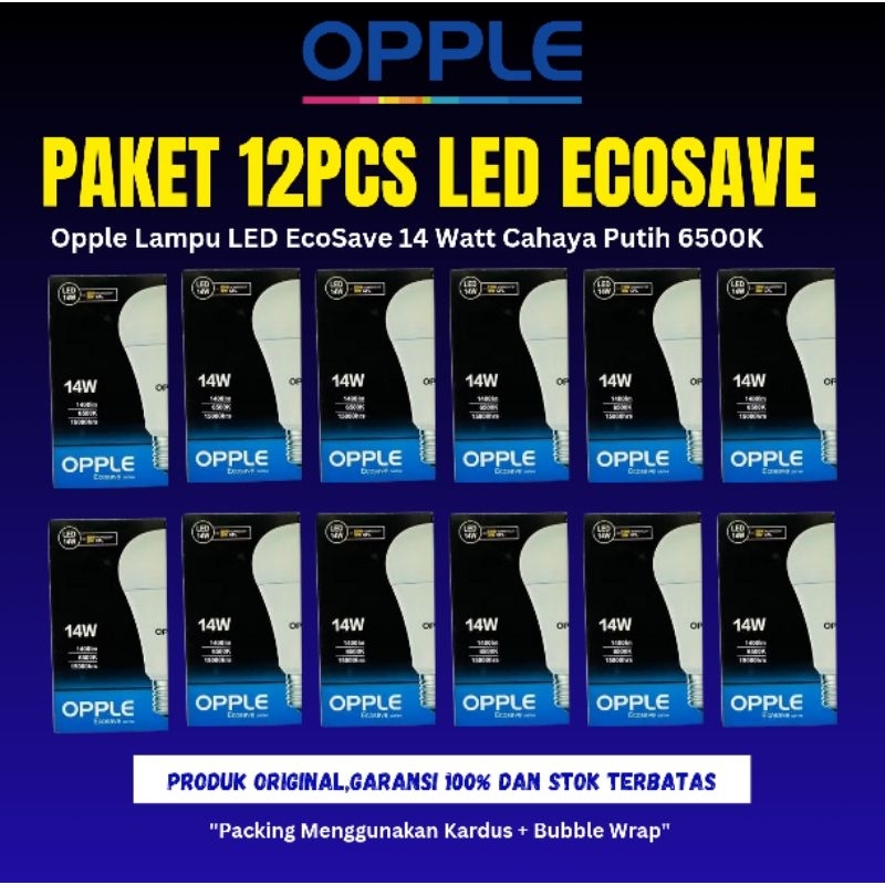 Jual Lampu Led Opple 14Watt Cahaya Putih 6500k Isi 12Pcs | Shopee Indonesia
