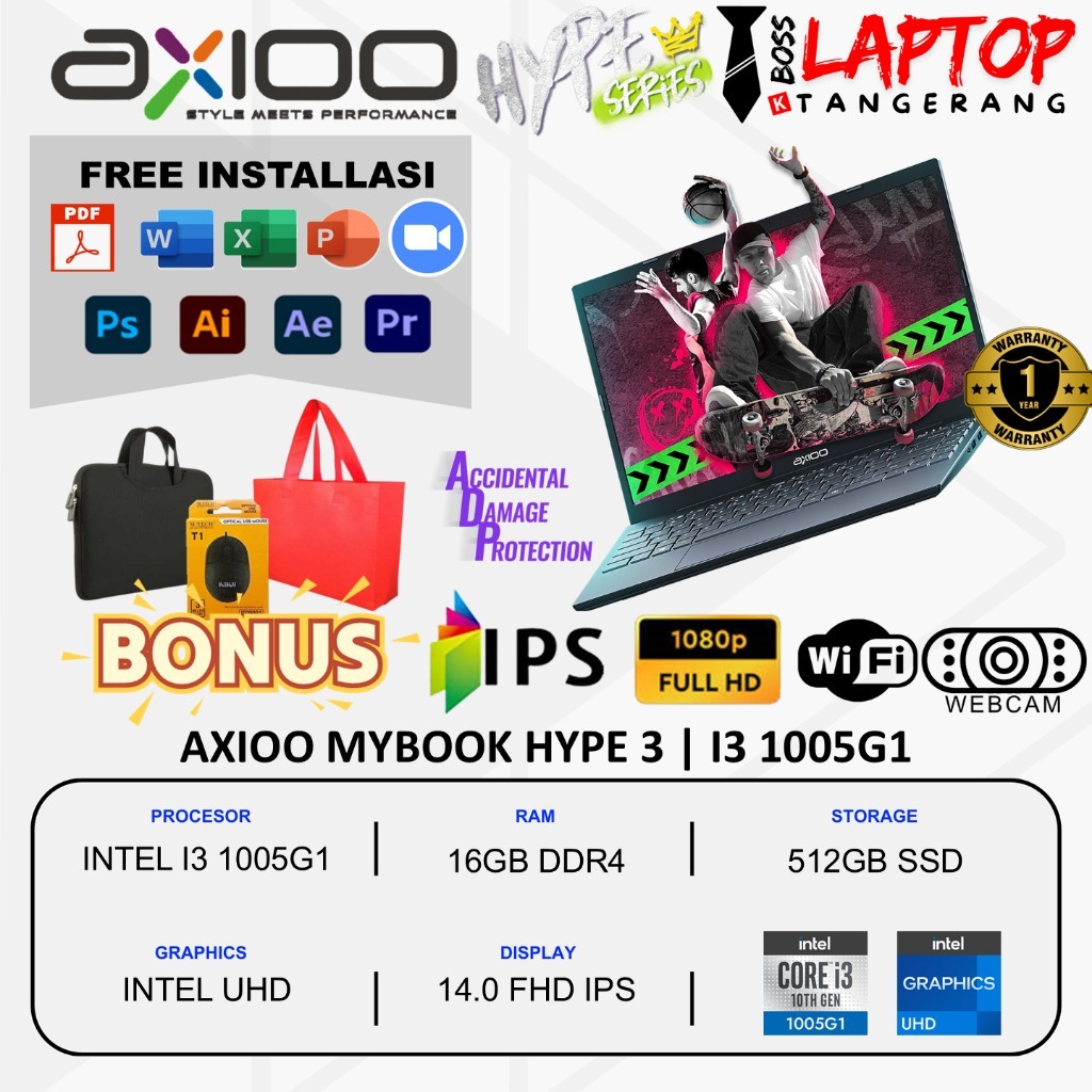 Jual LAPTOP AXIOO MYBOOK HYPE 3 INTEL CORE I3 1005G1 16GB 512GB SSD 14 FHD IPS WINDOWS 11 ORI ...