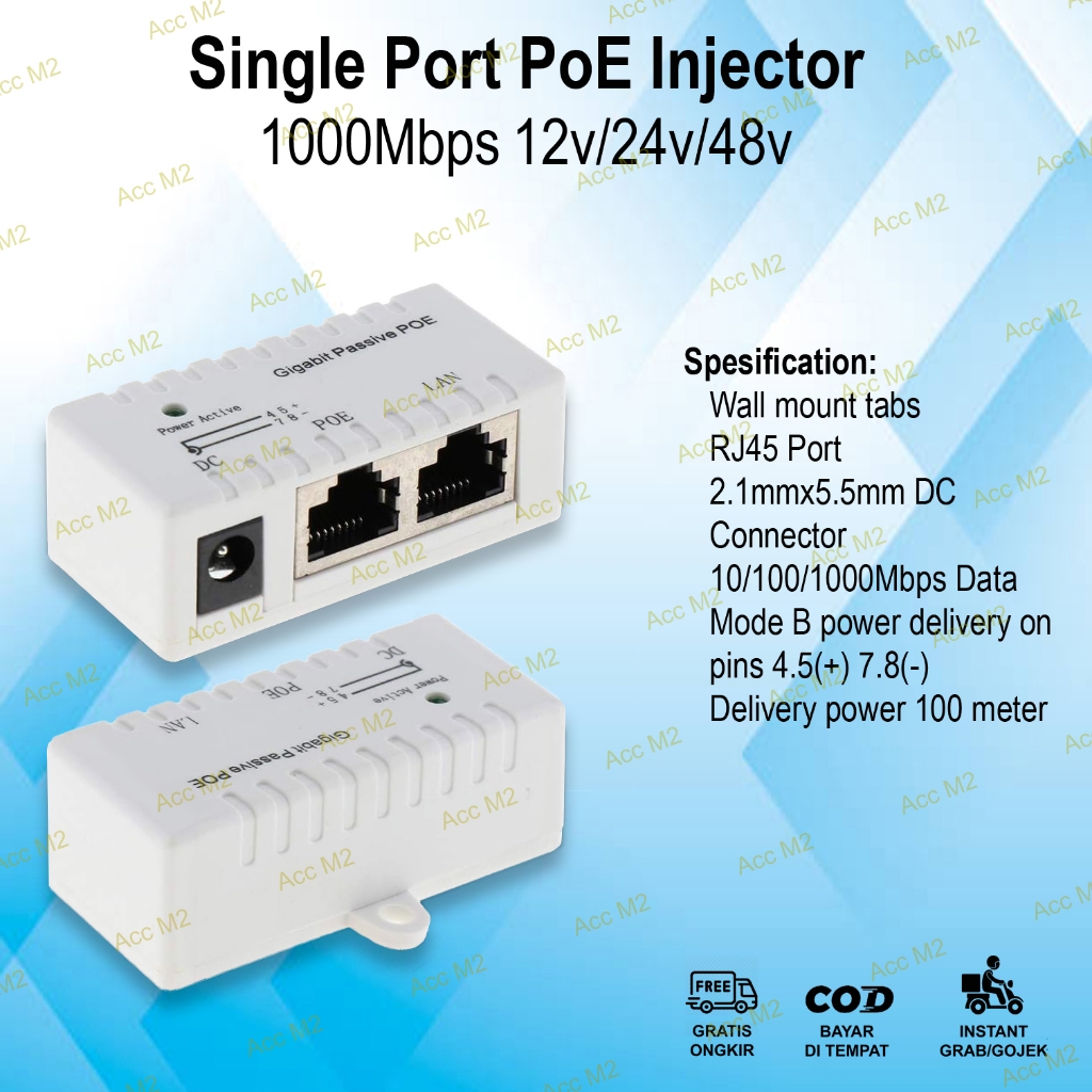 Jual PoE Injector Passive Gigabit Power of Ethernet Splitter 12V 24V ...