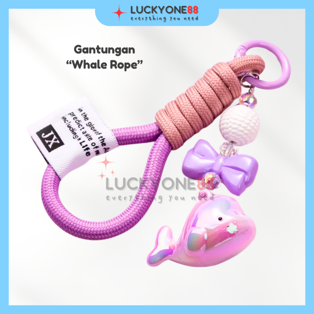 Jual Gantungan kunci tali kain kepang paus kecil lucu warna-warni ...