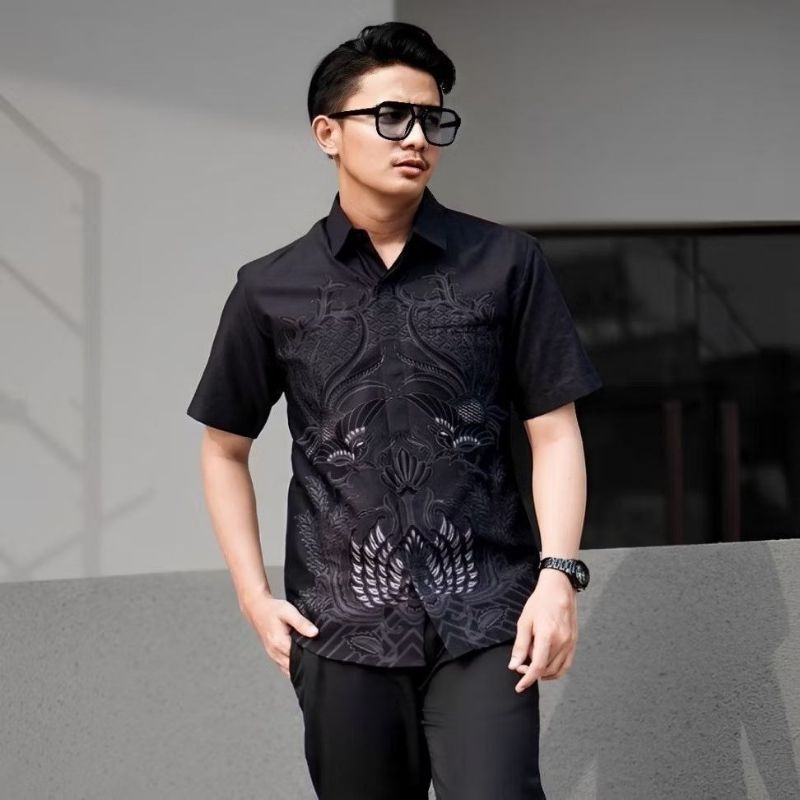 Jual Batik pria lengan pendek premium terbaru modern seragam kantor_hem ...