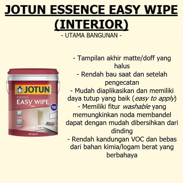 Jual [INSTANT] CAT TEMBOK INTERIOR JOTUN EASY WIPE BERBAGAI WARNA (18 LITER) | Shopee Indonesia