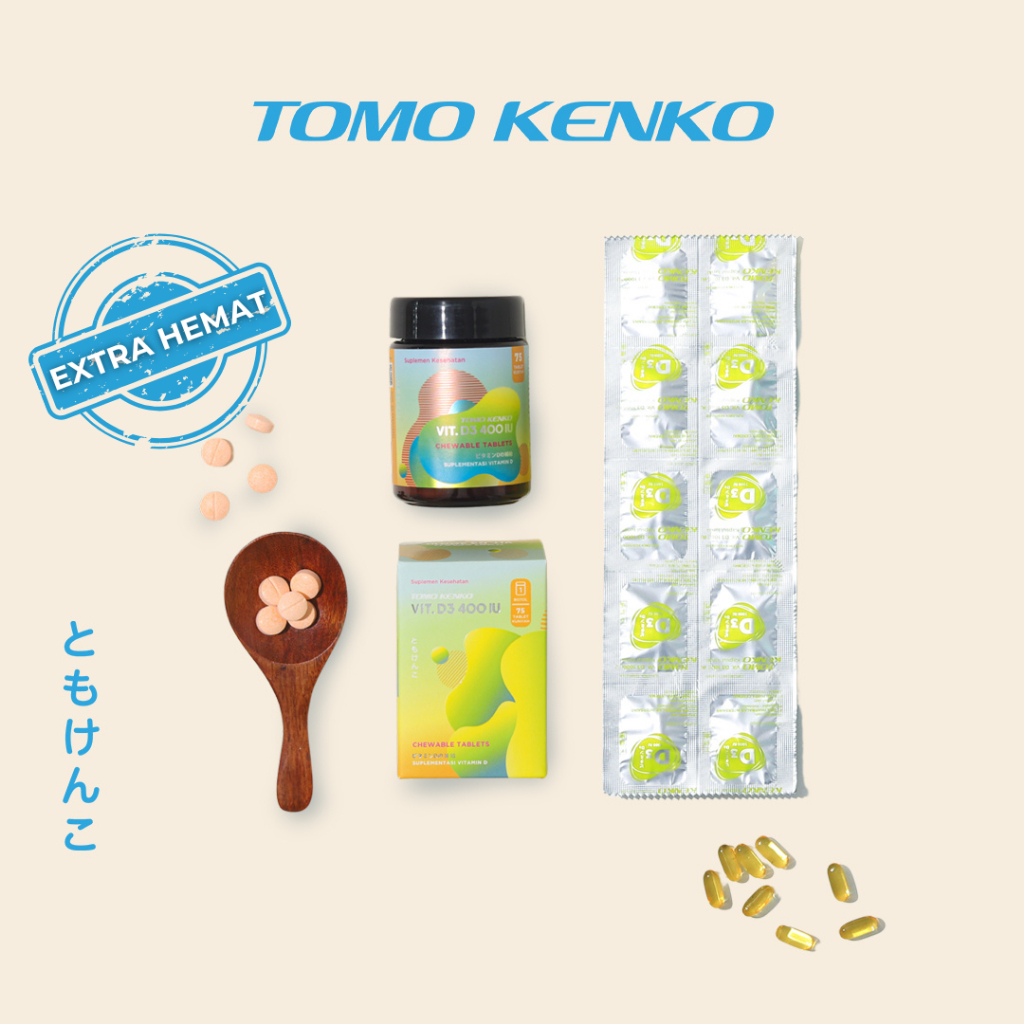 Jual Buy 1 Get 1 | Free Tomo Kenko Vitamin D3 400 IU Chewable 1 Botol ...