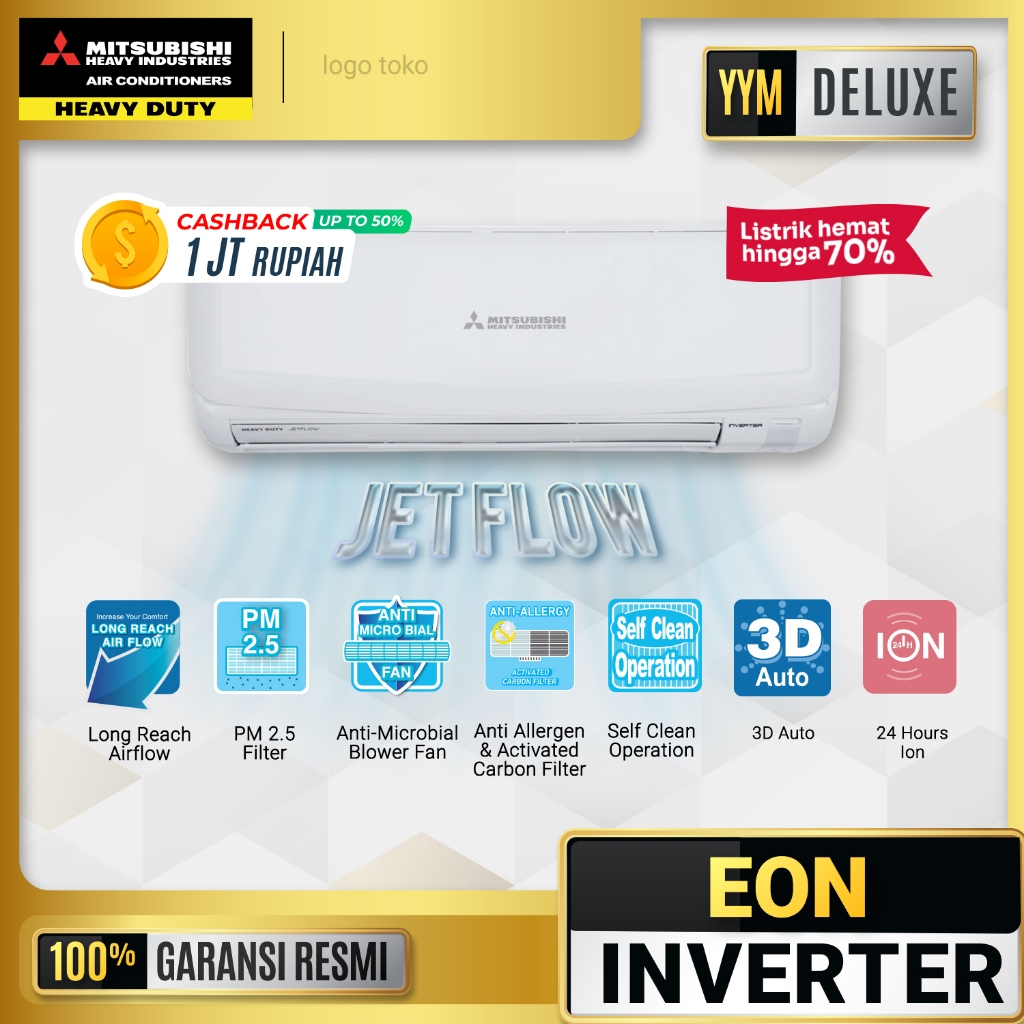 Jual MITSUBISHI AC 1 PK INVERTER DELUXE SRK10YYM-W3 EON SERIES | Shopee ...