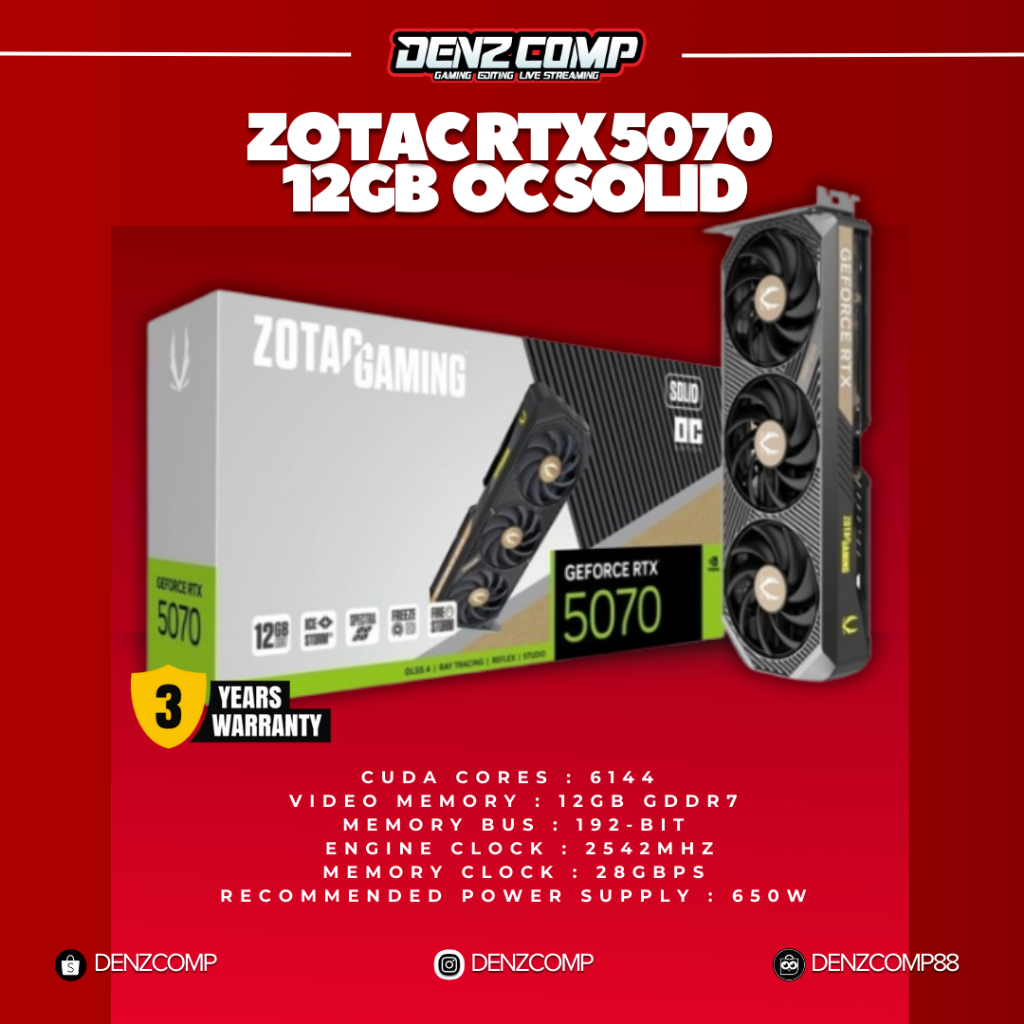 Jual ZOTAC GAMING RTX 5070 SOLID 12GB OC GDDR7 | Shopee Indonesia