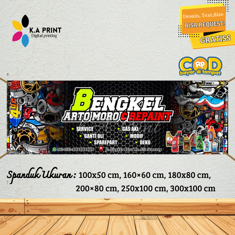 Jual Cetak Spanduk Banner Usaha Bengkel Motor Variasi Motor Hitam MMT ...