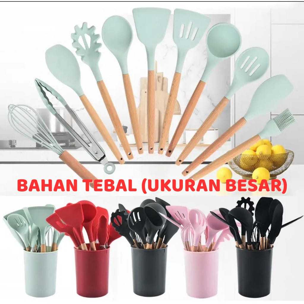 Jual Silicone Utensil 11Pcs+Wadah Spatula Peralatan Masak Sutil ...