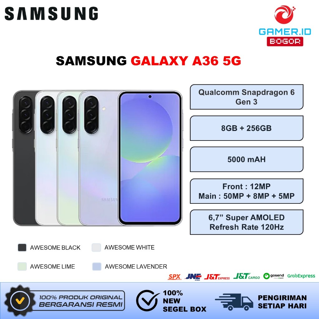 Jual SAMSUNG GALAXY A36 5G 8GB + 256GB LAVENDER / WHITE / LAVENDER ...