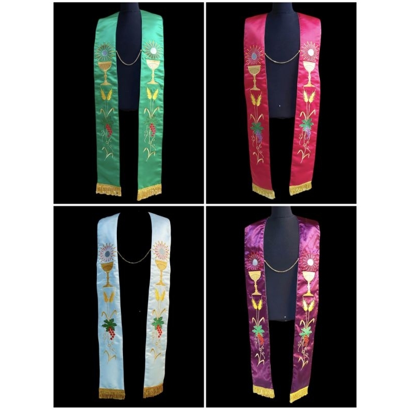 Jual Stola Luar Imam Romo Katolik/Bordir Salib Gandum Anggur/Stola Luar ...