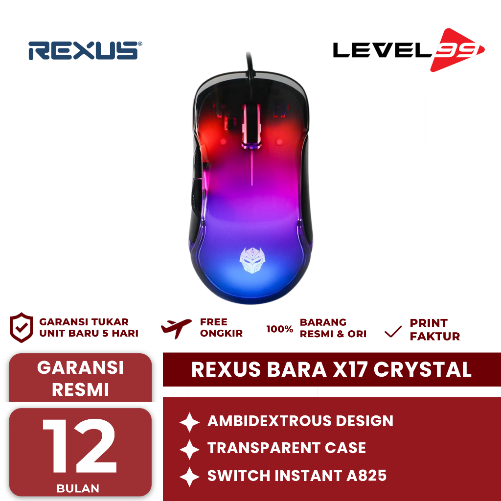 Jual Rexus Mouse Gaming Bara X17 Crystal Rgb - Gaming Mouse | Shopee ...