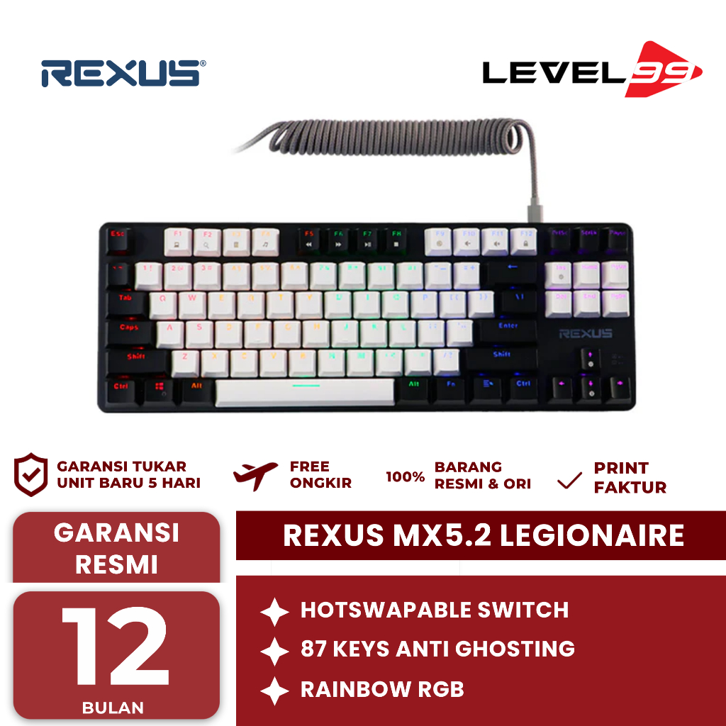 Jual Rexus Mx5.2 Finale Mechanical Gaming Keyboard Tkl Legionaire | Shopee Indonesia