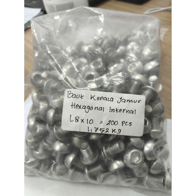 Jual Baut Kepala Jamur Hexagonal Internal L8x10 (1 pack) | Shopee Indonesia