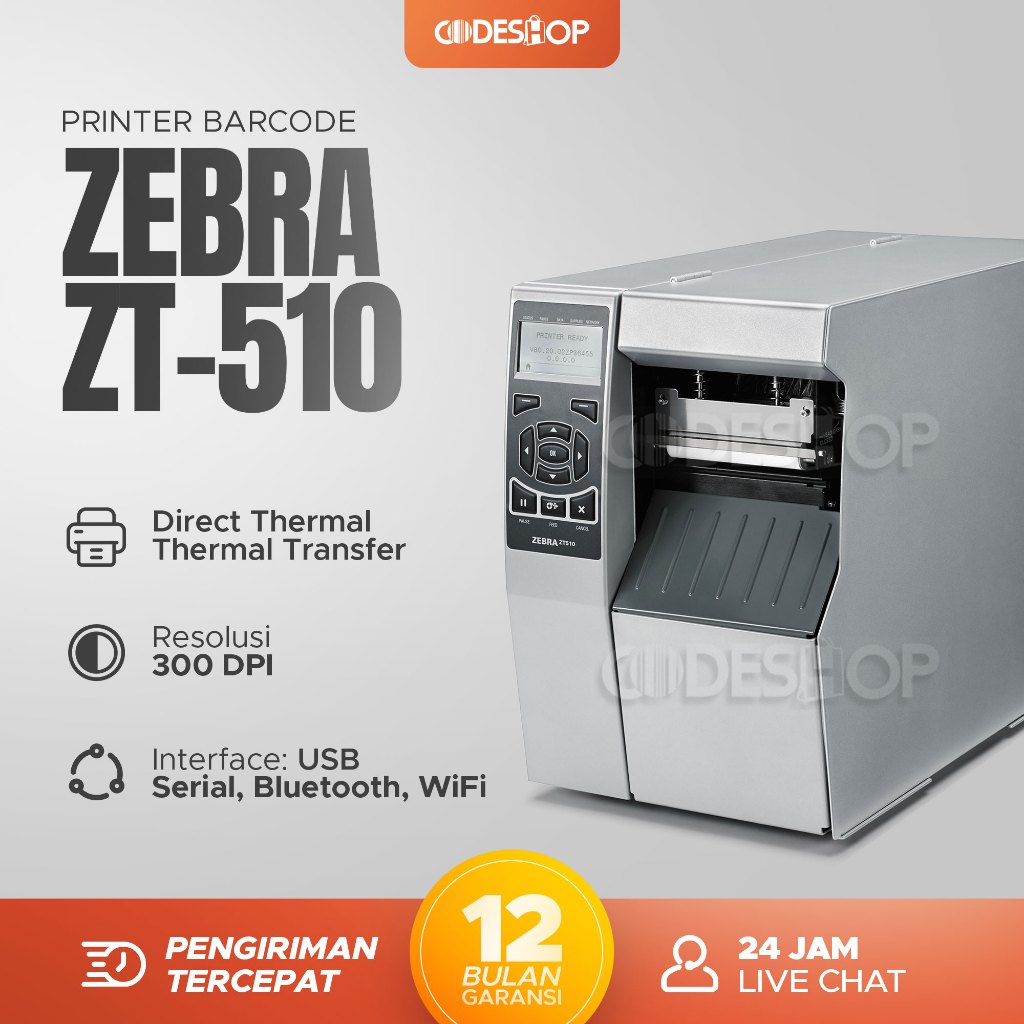 Jual Zebra ZT510 Printer Barcode Industrial Cetak Label Kertas Sticker ...