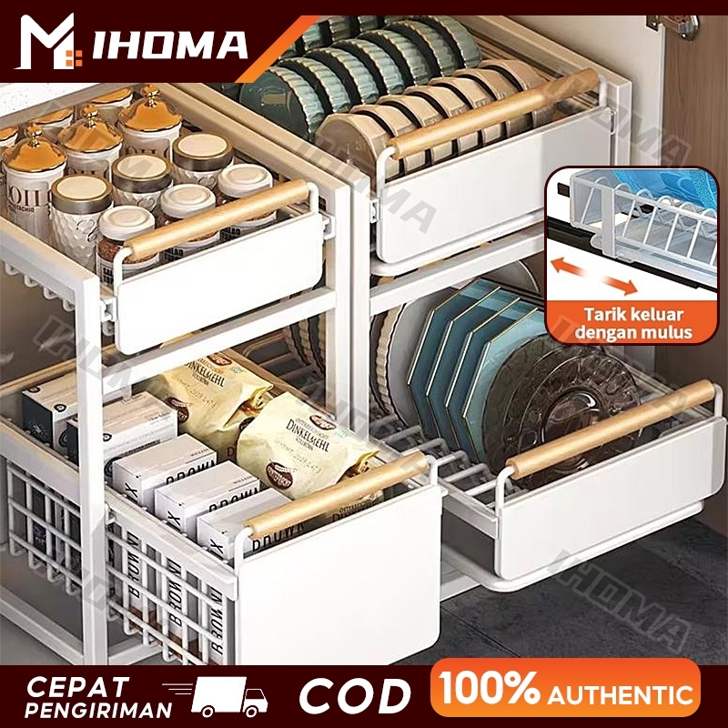 Jual Rak Piring Tarik Tarik Keranjang Bumbu Geser Laci Penyimpanan ...