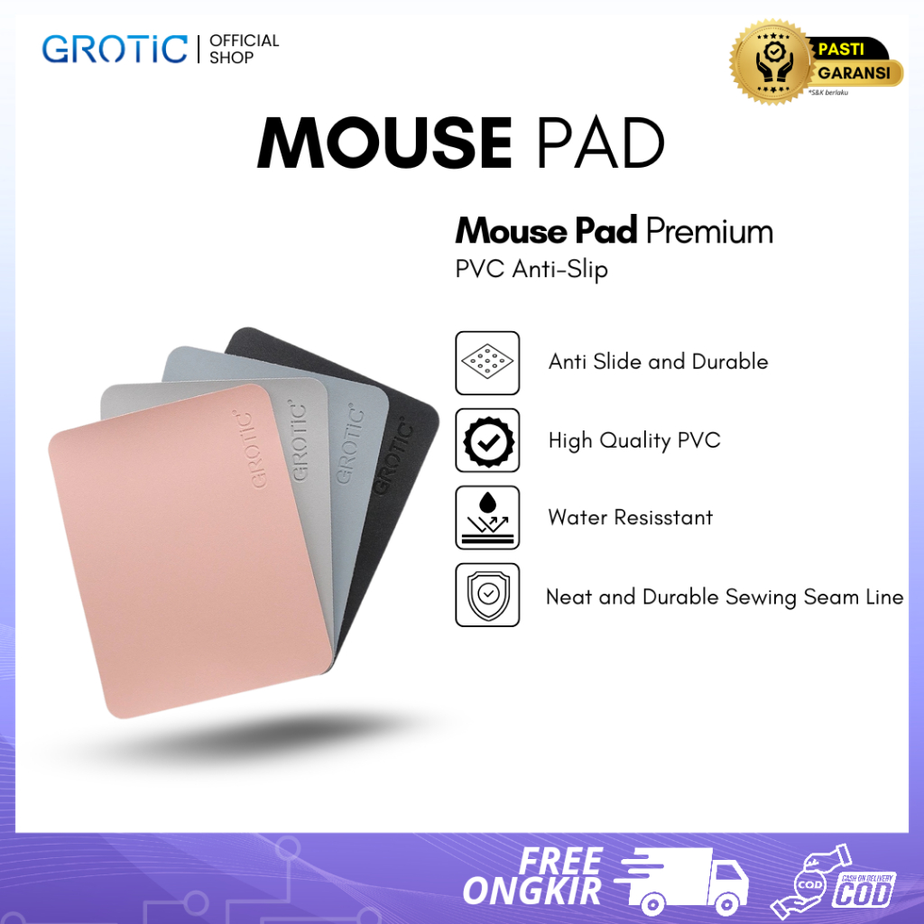 Jual GROTIC Mouse Pad Premium PVC Anti-Slip 27 x 21cm Alas Mouse Polos ...