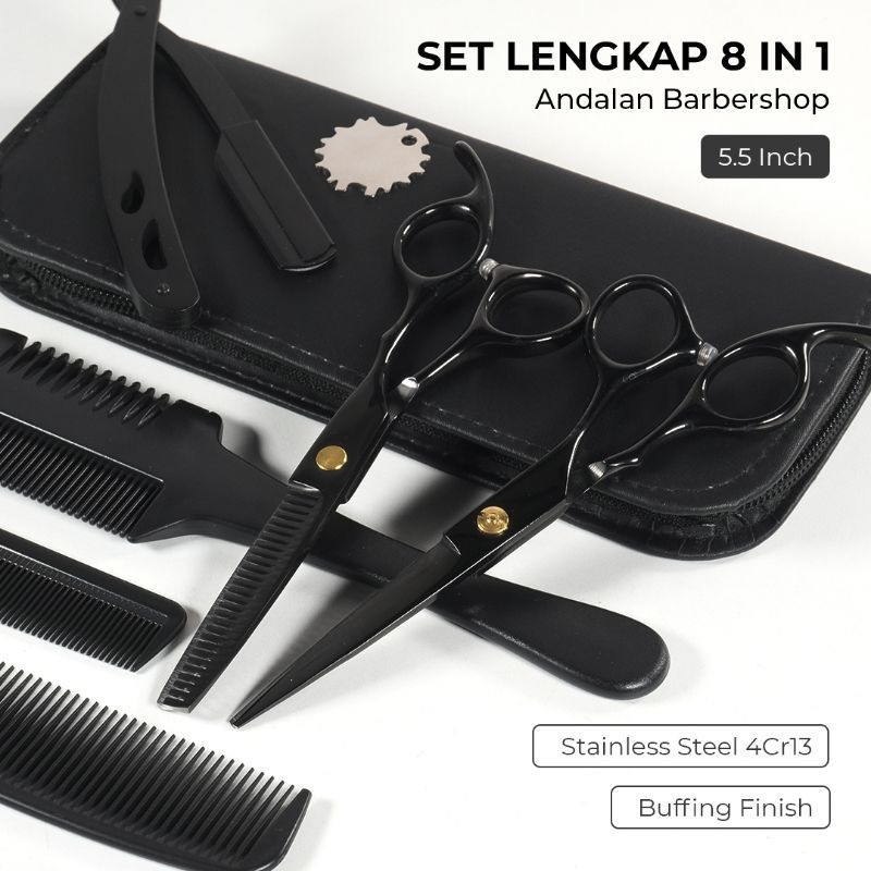 Jual 1 Set Alat 8 in 1 Gunting Potong Rambut Premium Salon Barbershop Profesional Cukur Pangkas ...