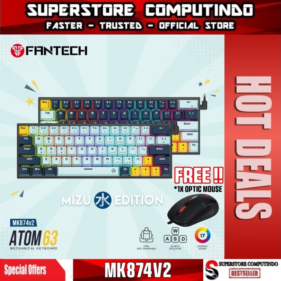 Jual Fantech Atom63 MK874V2 | MK874-V2 RGB Wired Mechanical Gaming ...