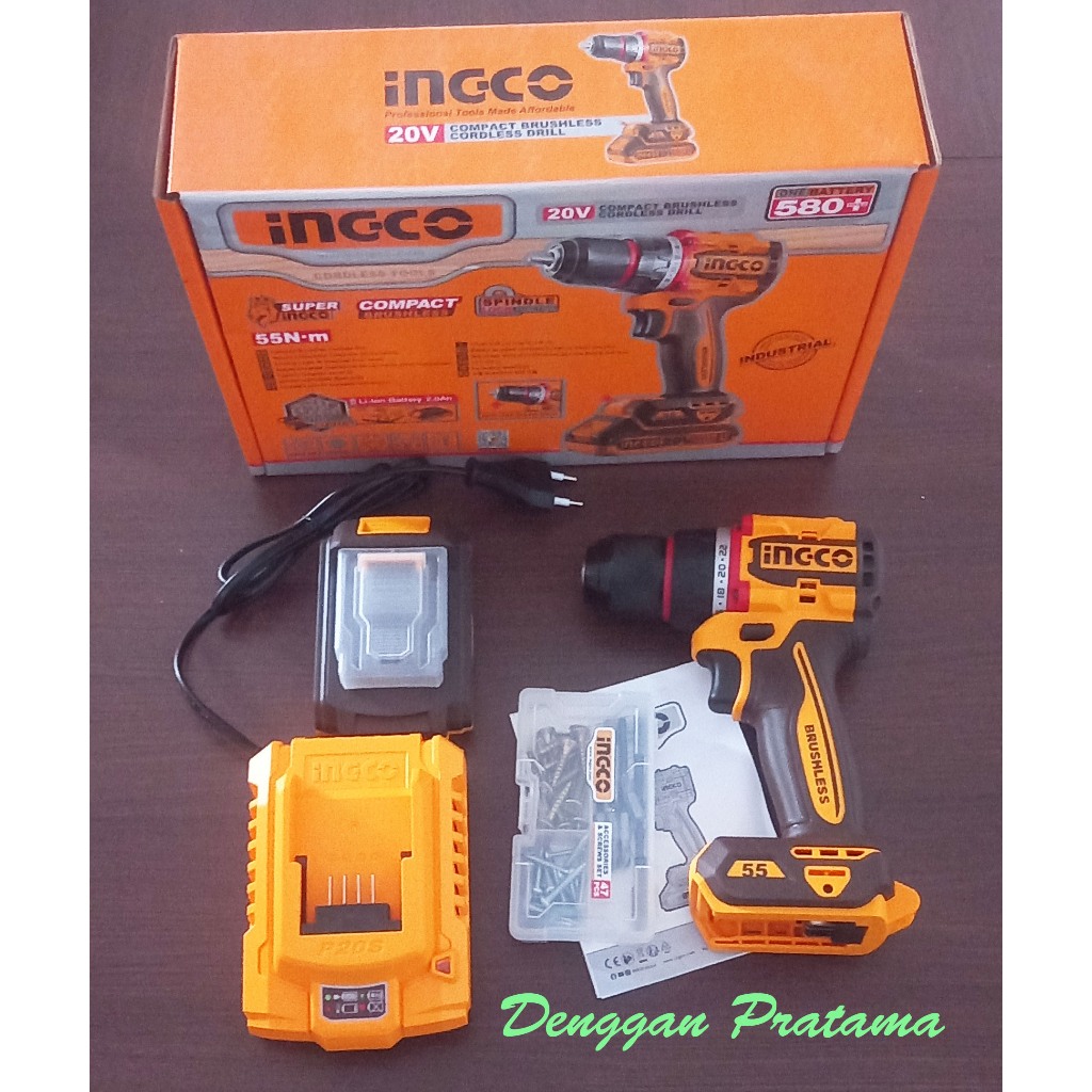 Jual Bor Cordless Ingco CDLI205582 20V Compact Brushless 55Nm Industrial Grade | Shopee Indonesia