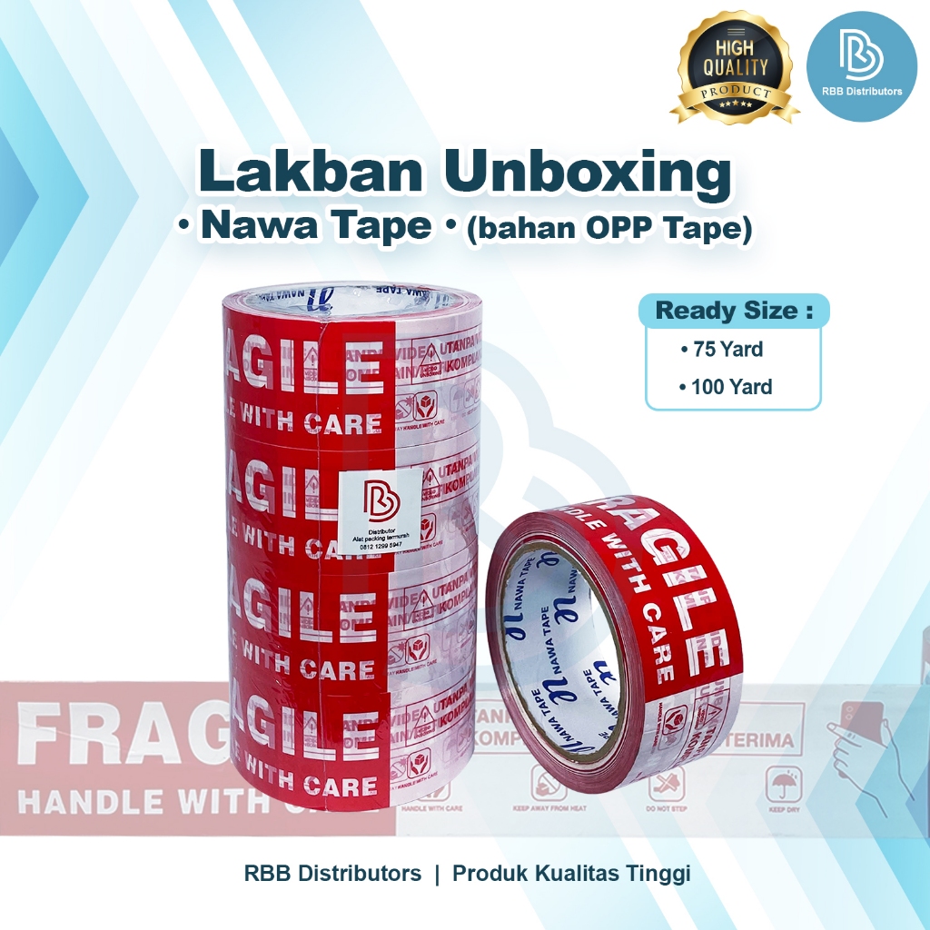 Jual Lakban Fragile Unboxing / Isolasi Lakban / Solasi Lakban Fragile ...