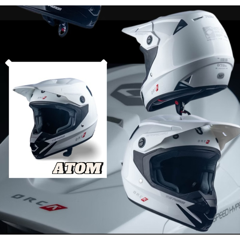 Jual HELM CROSS ORCA ATOM WHITE OUT GLOSSY ORIGINAL | Shopee Indonesia