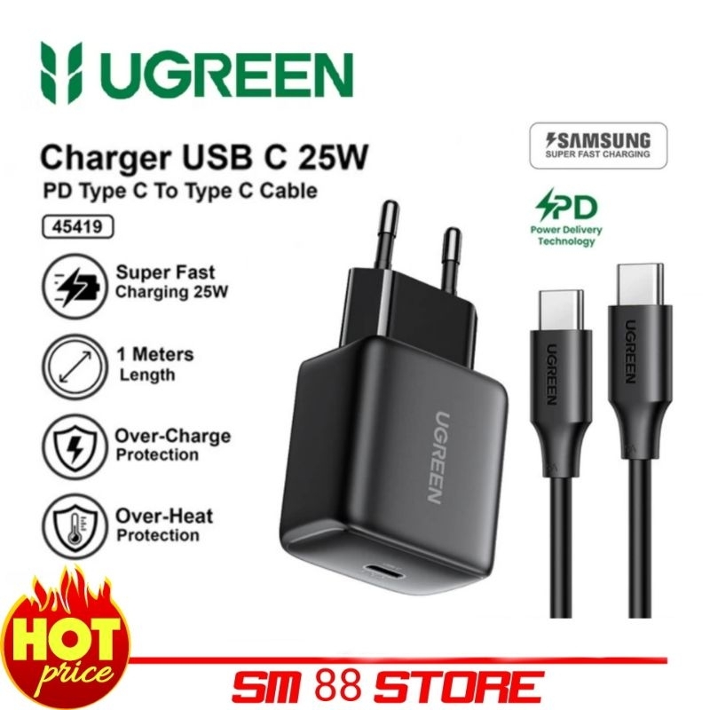 Jual UGREEN CHARGER 25W SUPER FAST CHARGING ADAPTOR + KABEL TYPE C TO ...