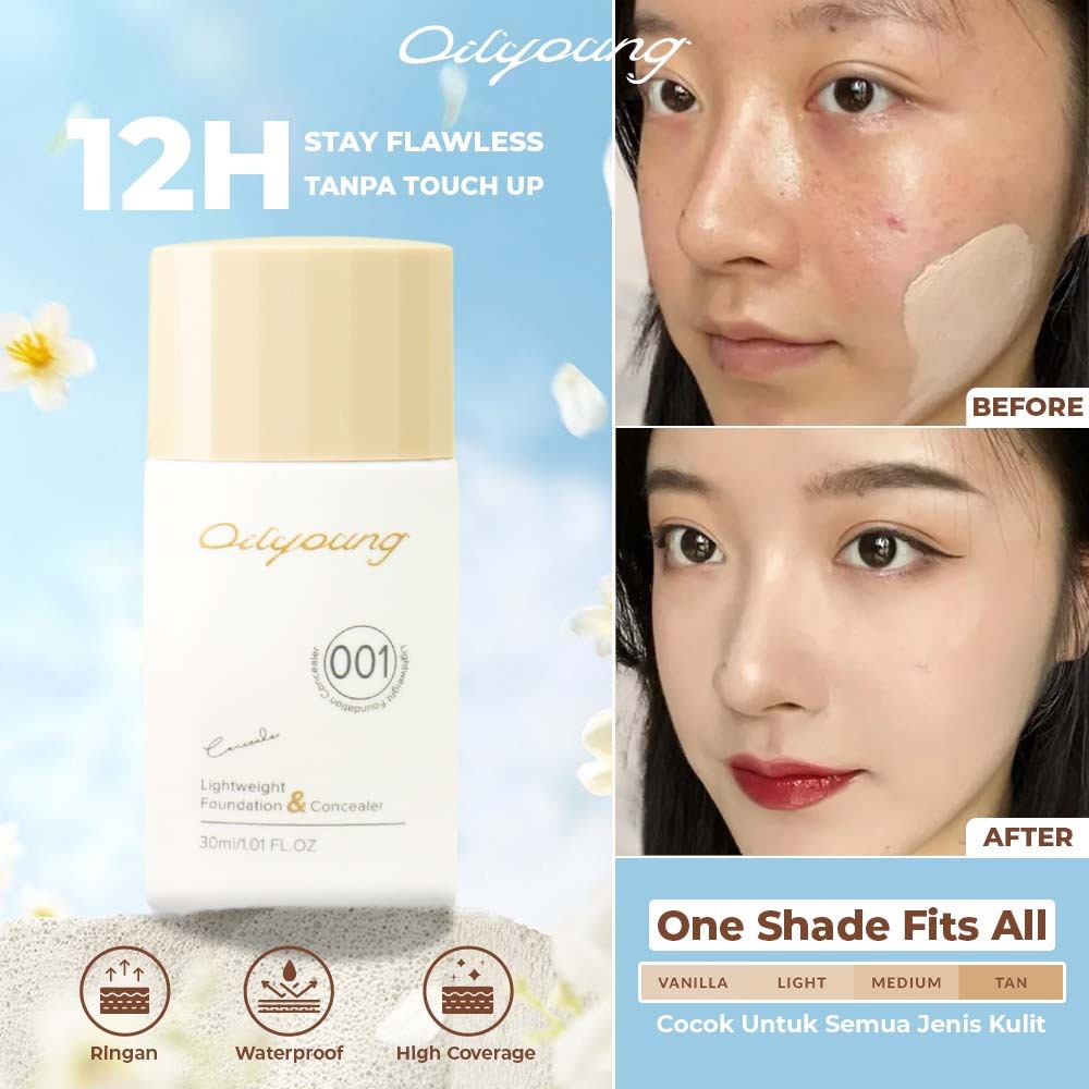 Jual OILYOUNG [Foundation + Concealer] Base Make Up Alas Bedak Cair Matte Liquid Poreless ...