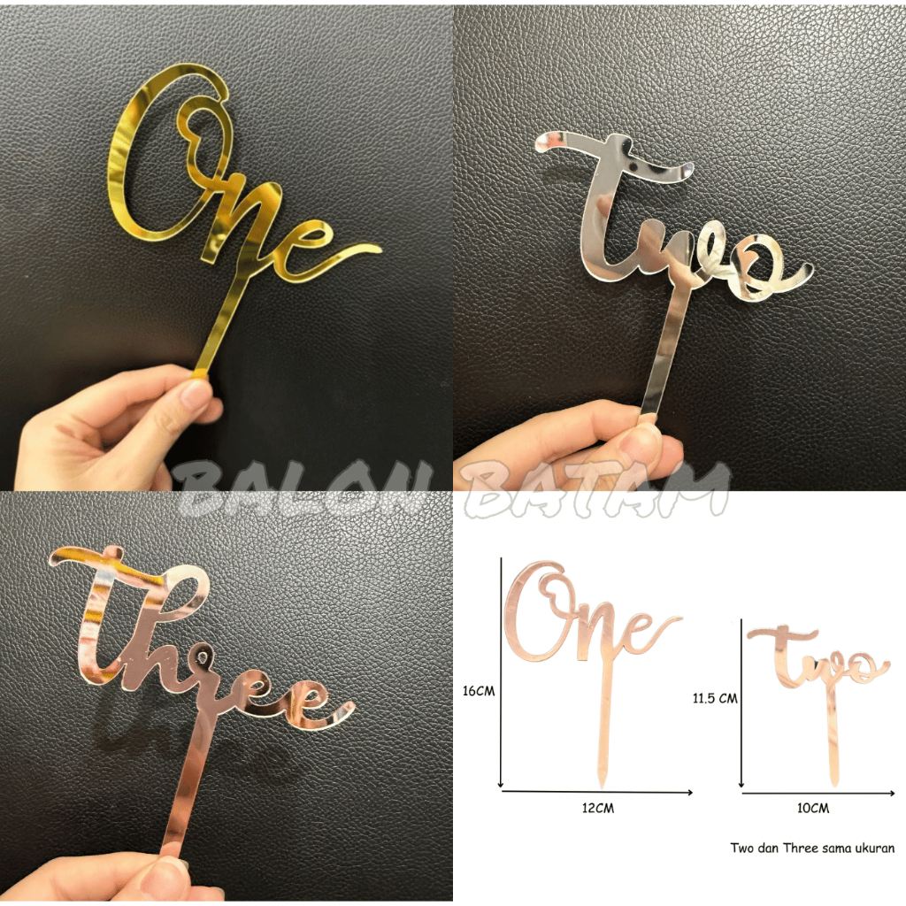 Jual Topper Cake Acrylic ONE / TWO / THREE | Shopee Indonesia
