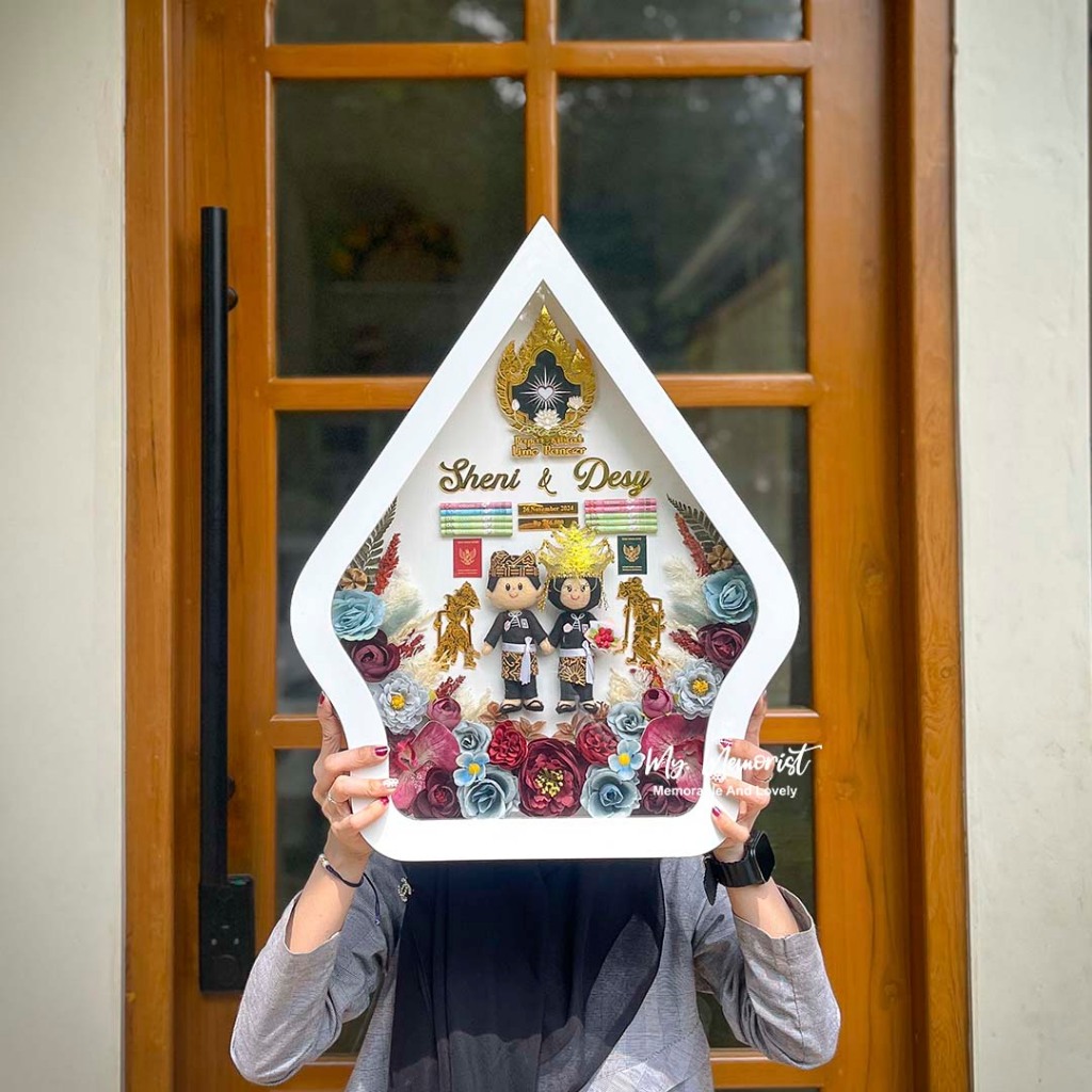 Jual Mahar Frame Gunungan Wayang Size 40x50 Cm mahar Pernikahan Rustic Frame Kayu | Shopee Indonesia