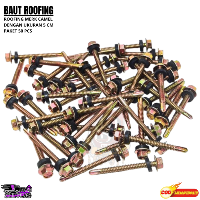 Jual Baut Roofing 5cm 1Bungkus isi 50pcs /Skrup Roofing / Baut Atap ...