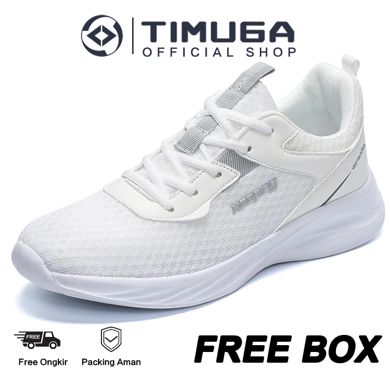 Jual TIMUGA Sepatu Sneakers Pria Putih Sepatu Ringan Cowok Sekolah ...