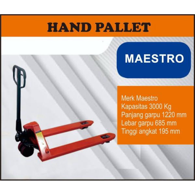 Jual Hydraulic Hand Pallet Hand Stacker Truck Trolley Maestro 3 Ton ...