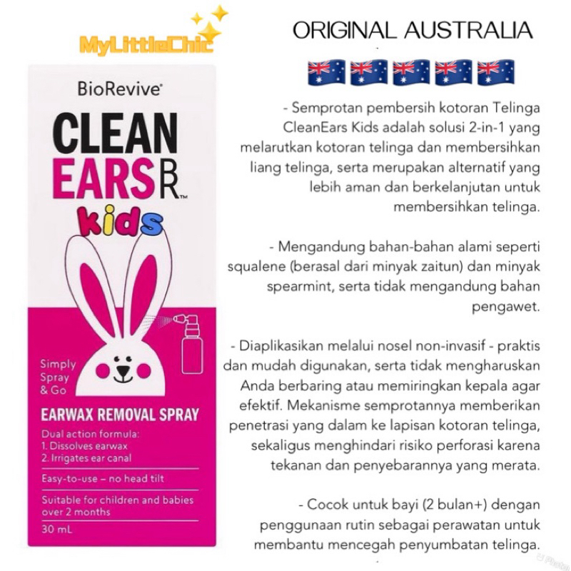 Jual BioRevive CleanEars Kids Earwax Removal Spray 30ml - Bio Revive ...
