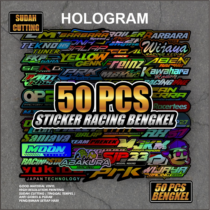 Jual Stiker sponsor racing bengkel balap isi 50 pcs stiker kece stiker ...