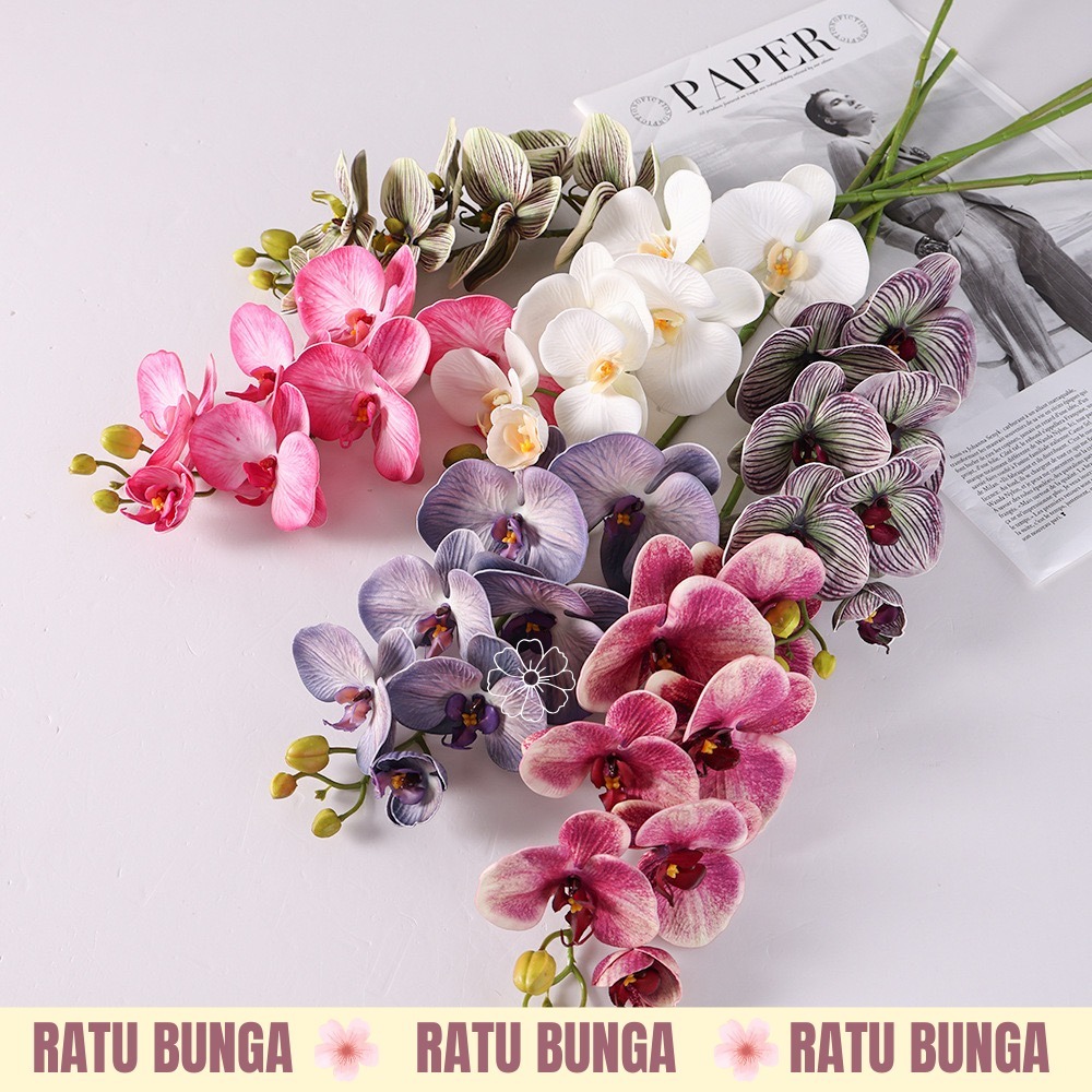 Jual Bunga Anggrek Latex Premium Tebal Orchid Flower Real Touch 7 ...
